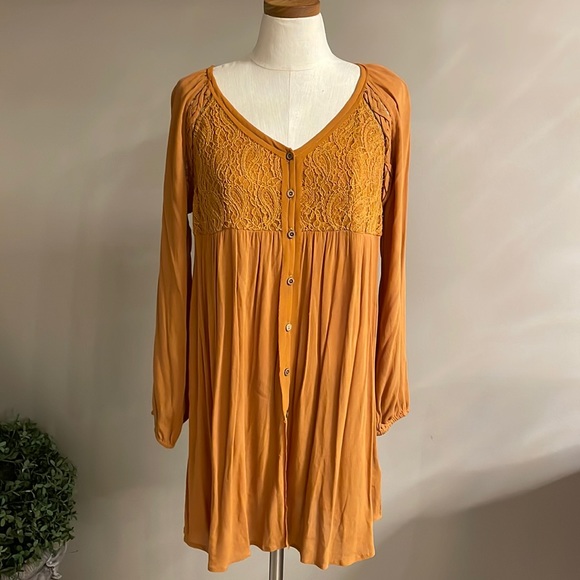 Aakaa | Dresses | Aakaa Boho Dress Relaxed Fit Paisley Lace Top V Neck ...